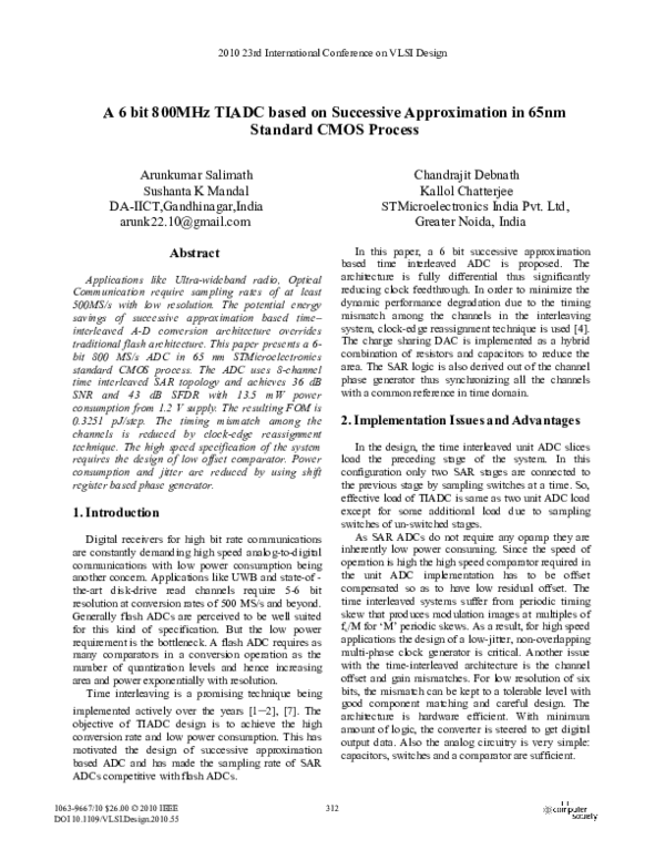 (PDF) A 6 bit 800MHz TIADC Based on Successive Approximation in 65nm Standard CMOS Process ...