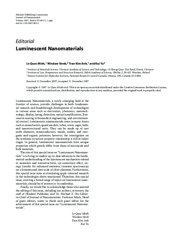 (PDF) Luminescent Nanomaterials | TRAN QUE ANH - Academia.edu