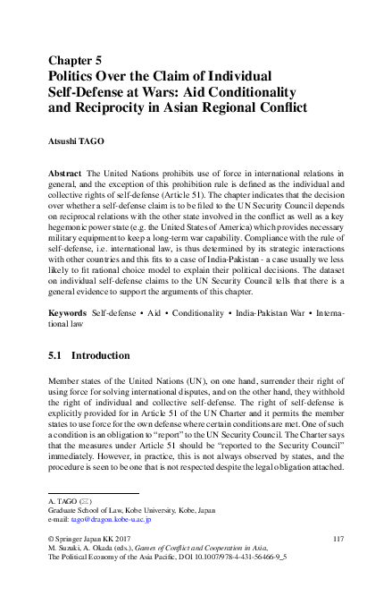 (PDF) Politics Over the Claim of Individual Self-Defense at Wars: Aid ...
