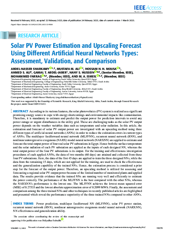 (PDF) Solar PV Power Estimation and Upscaling Forecast Using Different Artificial Neural ...