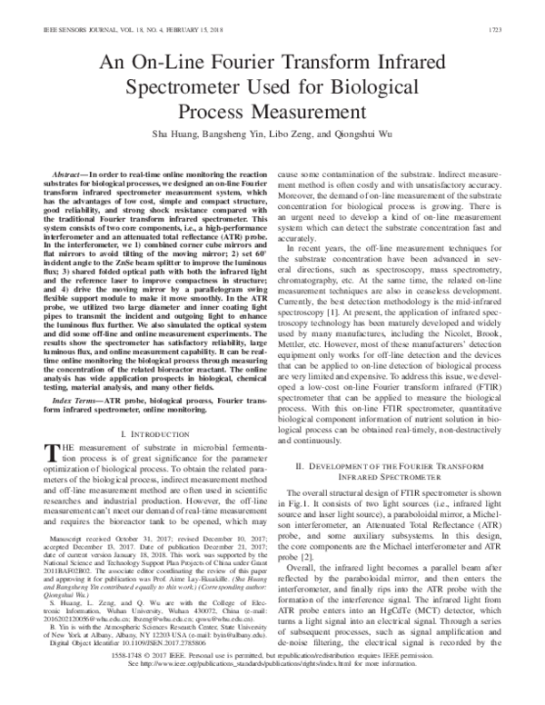 (PDF) An On-Line Fourier Transform Infrared Spectrometer Used for ...