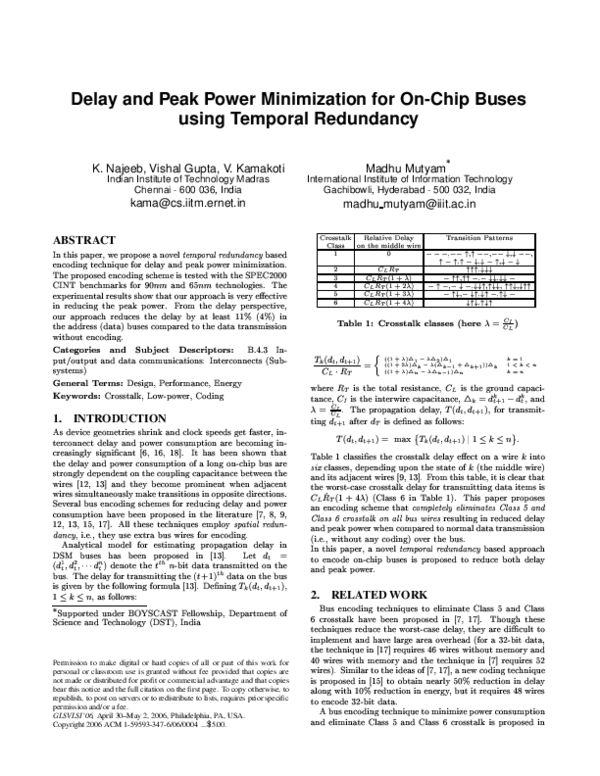 (PDF) Delay and peak power minimization for on-chip buses using temporal redundancy