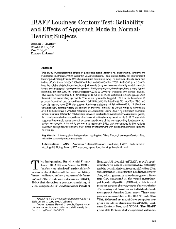 (PDF) IHAFF loudness contour test: reliability and effects of approach ...