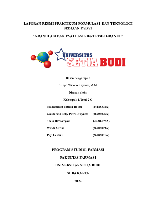 (PDF) LAPORAN RESMI PRAKTIKUM FORMULASI DAN TEKNOLOGI SEDIAAN PADAT ...