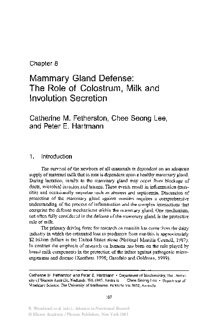(PDF) Mammary Gland Defense: The Role of Colostrum, Milk and Involution ...