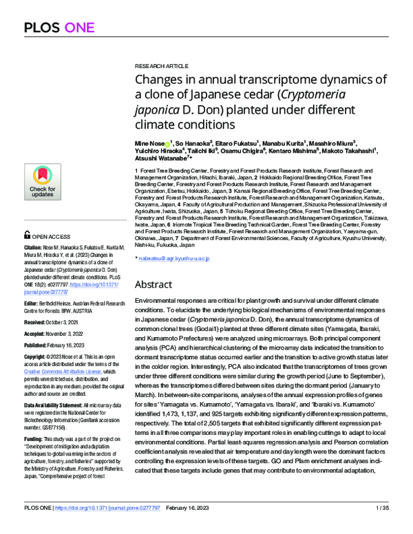 (PDF) Changes in annual transcriptome dynamics of a clone of Japanese ...