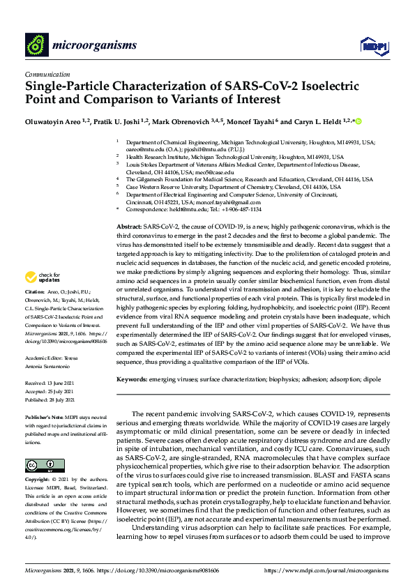 (PDF) Single-Particle Characterization of SARS-CoV-2 Isoelectric Point ...