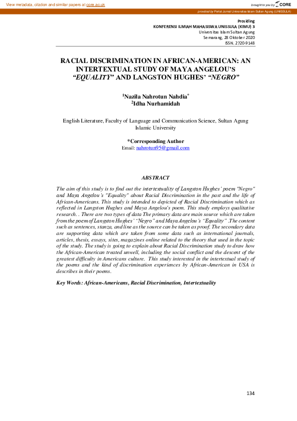 (PDF) Racial Discrimination In African-American: An Intertextual Study ...