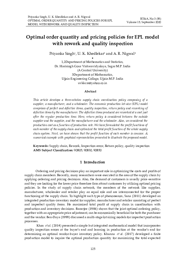 (PDF) Optimal order quantity and pricing policies for EPL model with ...
