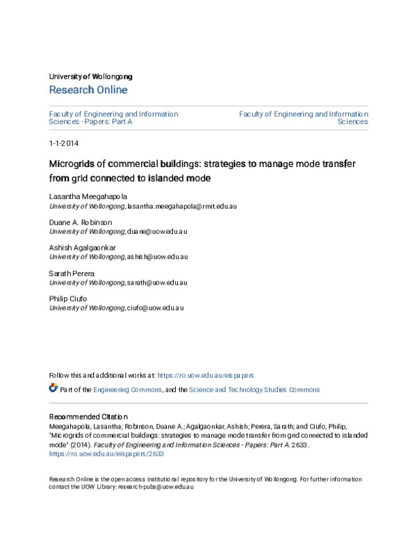 (PDF) Microgrids of Commercial Buildings: Strategies to Manage Mode ...