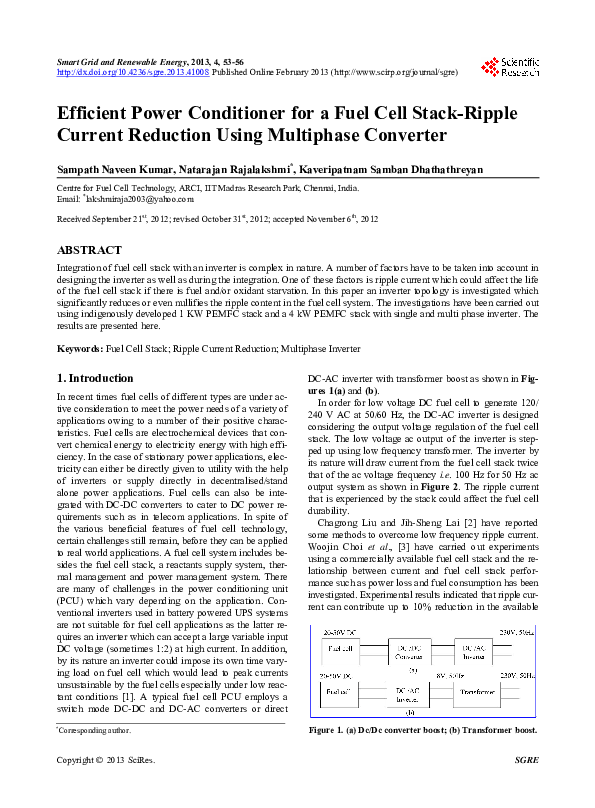 (PDF) Efficient Power Conditioner for a Fuel Cell Stack-Ripple Current ...