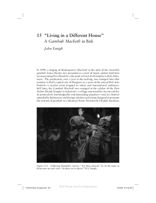 (PDF) "Living in a Different House": A Gambuh Macbeth in Bali