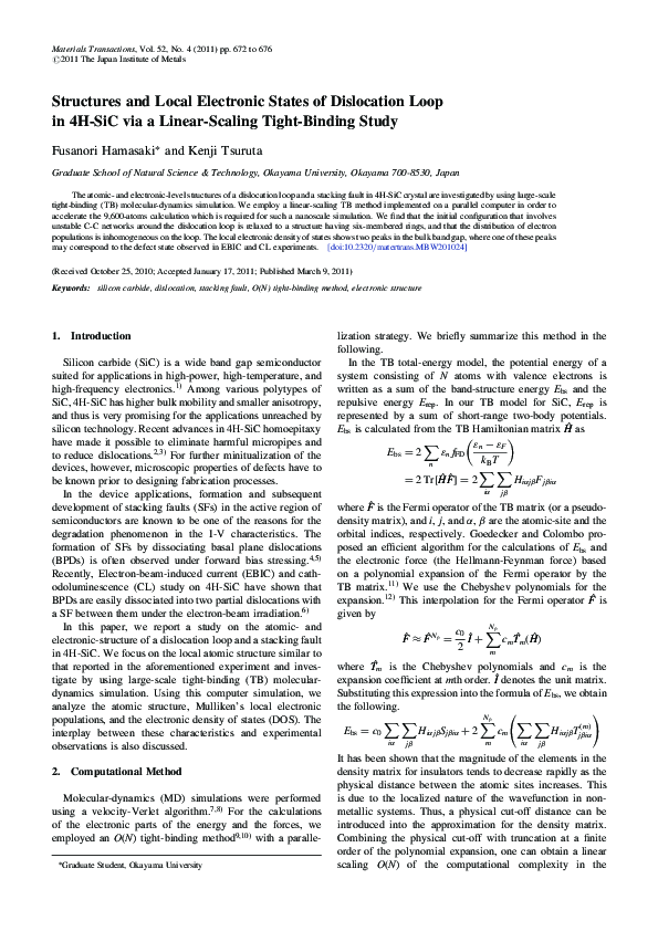 (PDF) Structures and Local Electronic States of Dislocation Loop in 4H ...