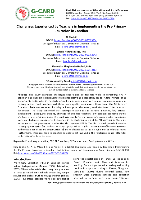 (PDF) Challenges Experienced by Teachers in Implementing the Pre ...