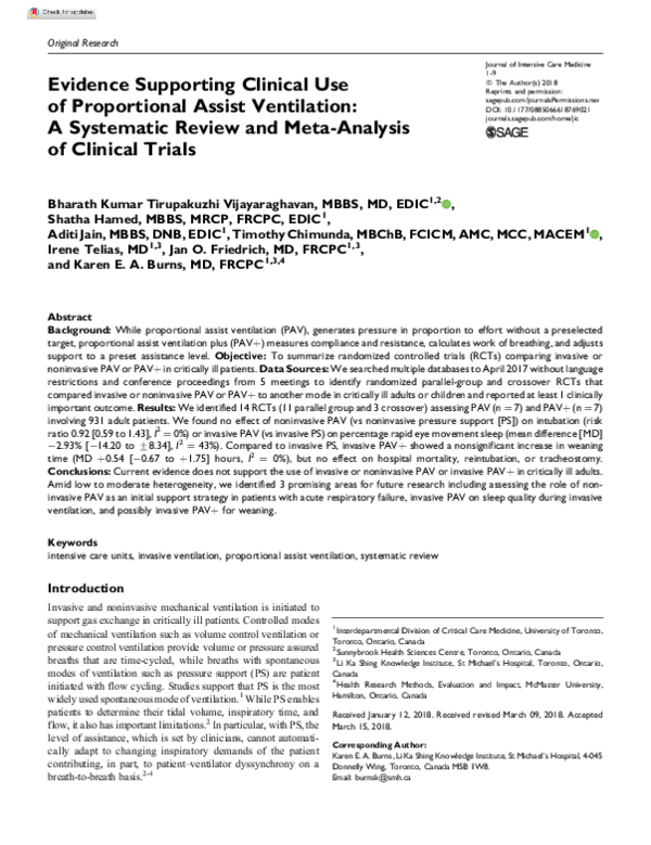 (PDF) Evidence Supporting Clinical Use of Proportional Assist ...