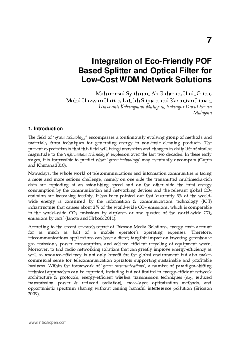 (PDF) Integration of Eco-Friendly POF Based Splitter and Optical Filter ...