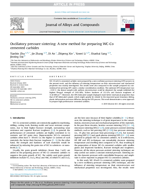 (PDF) Oscillatory pressure sintering: A new method for preparing WC-Co ...