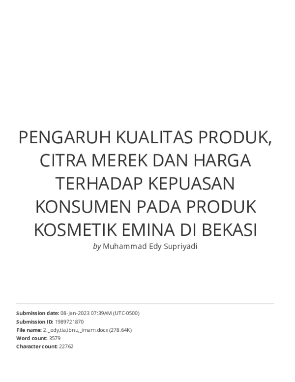 (PDF) Pengaruh Kualitas Produk, Citra Merek Dan Harga Terhadap Kepuasan Konsumen Pada Produk ...