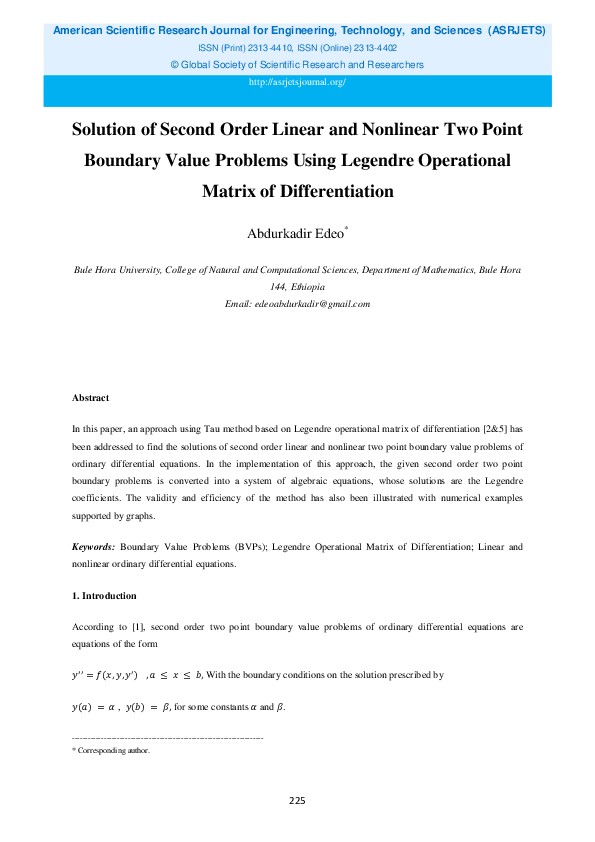 (PDF) Solution of Second Order Linear and Nonlinear Two Point Boundary Value Problems Using ...
