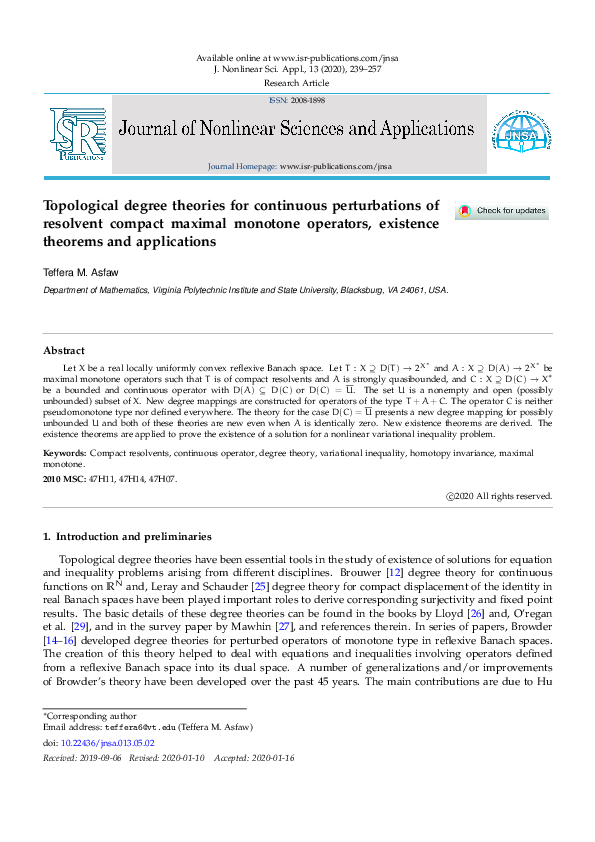 Pdf Topological Degree Theories For Continuous Perturbations Of Resolvent Compact Maximal