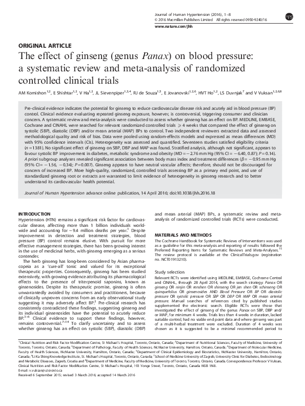 (PDF) The effect of ginseng (genus Panax) on blood pressure: a ...