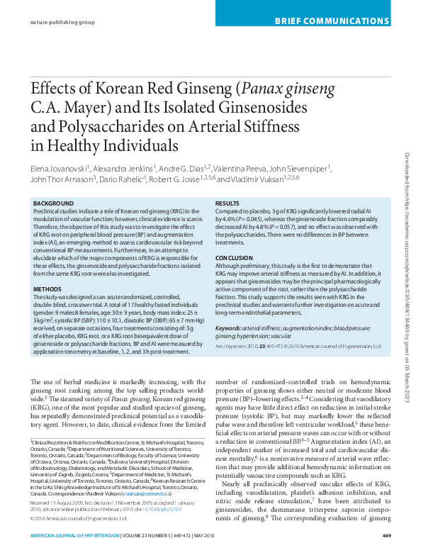 (PDF) Effects of Korean red ginseng (Panax ginseng C.A. Mayer) and its isolated ginsenosides and ...