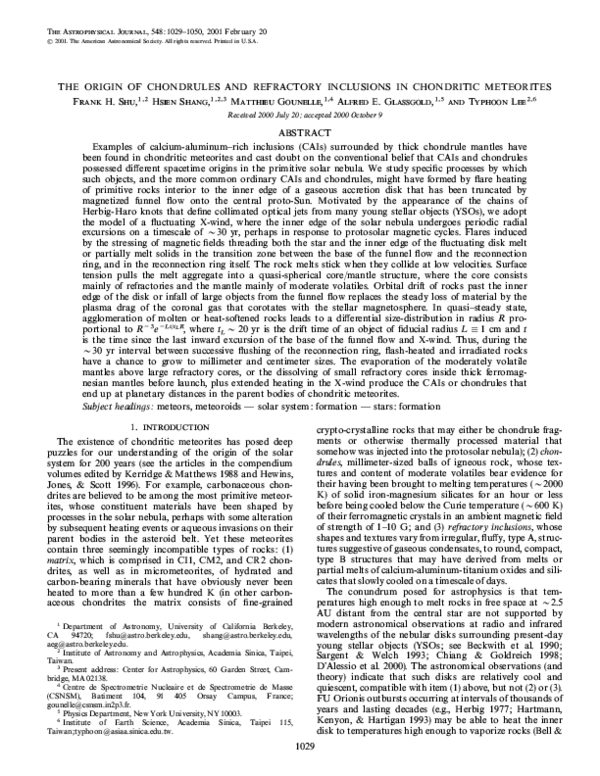 (PDF) The Origin of Chondrules and Refractory Inclusions in Chondritic ...