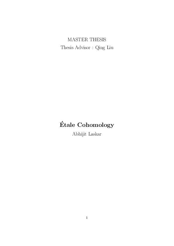 (PDF) Étale Cohomology