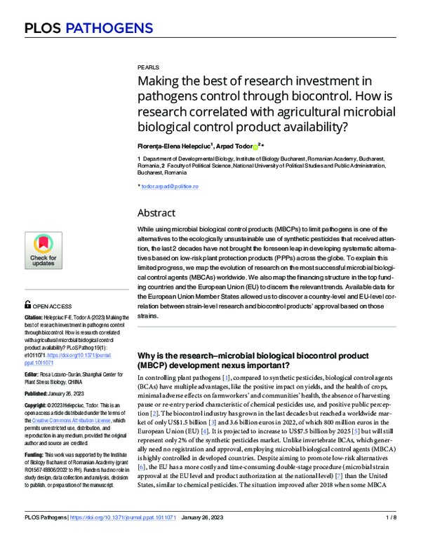(PDF) Making the best of research investment in pathogens control ...