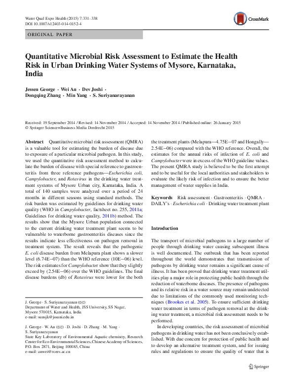 (PDF) Quantitative Microbial Risk Assessment to Estimate the Health ...