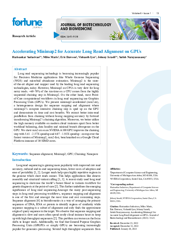 (PDF) Accelerating Minimap2 for Accurate Long Read Alignment on GPUs