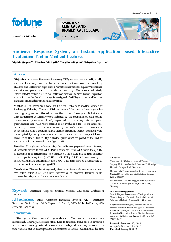 (PDF) Audience Response System, an Instant Application based Interactive Evaluation Tool in ...