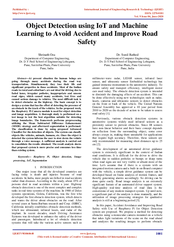 (PDF) IoT-Driven Object Detection for Road Safety