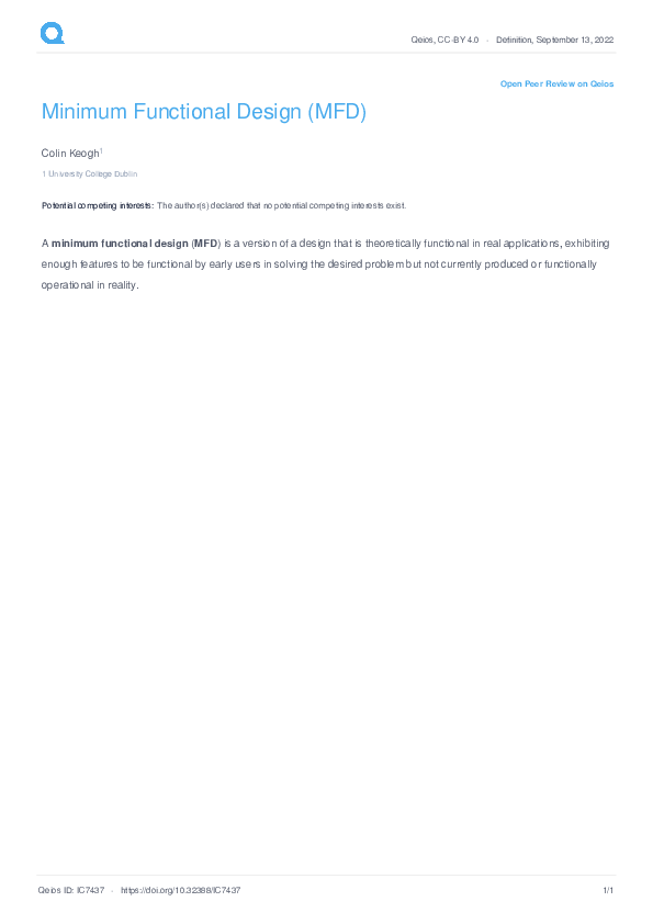 (PDF) Minimum Functional Design (MFD)