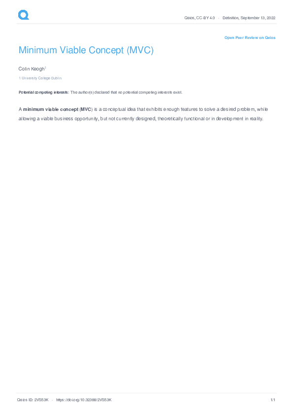 (PDF) Minimum Viable Concept (MVC)