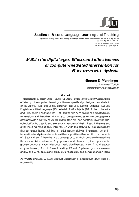 (PDF) MSL in the digital ages: Effects and effectiveness of computer ...