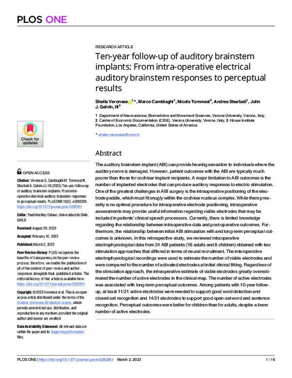 (PDF) Ten-year follow-up of auditory brainstem implants: From intra ...