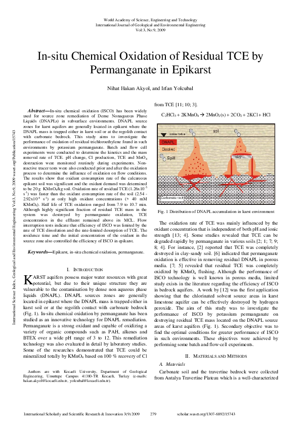 (PDF) In-Situ Chemical Oxidation Of Residual Tce By Permanganate In ...