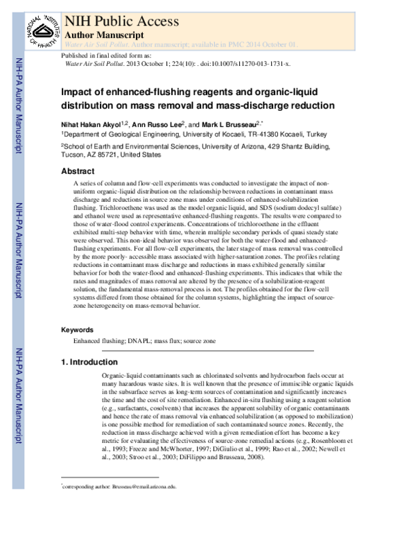 (PDF) Impact of Enhanced-Flushing Reagents and Organic Liquid ...