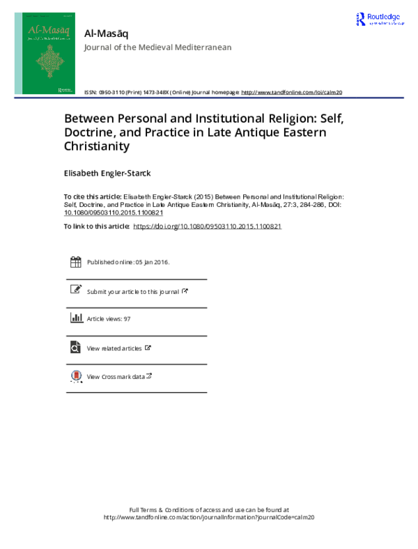 (PDF) Between Personal and Institutional Religion