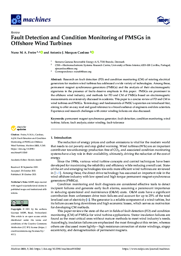 (PDF) Fault Detection and Condition Monitoring of PMSGs in Offshore Wind Turbines
