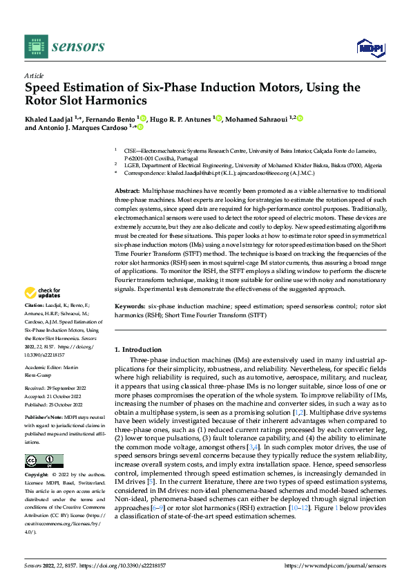 (PDF) Speed Estimation of Six-Phase Induction Motors, Using the Rotor Slot Harmonics