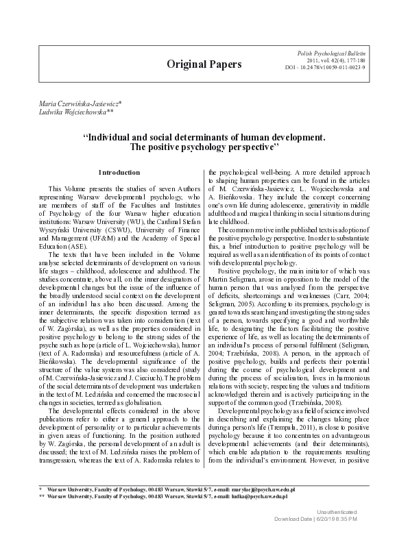 (PDF) Individual and social determinants of human development. The ...
