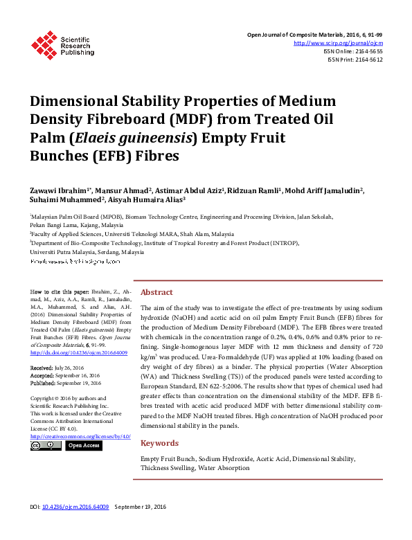 (PDF) Dimensional Stability Properties of Medium Density Fibreboard ...