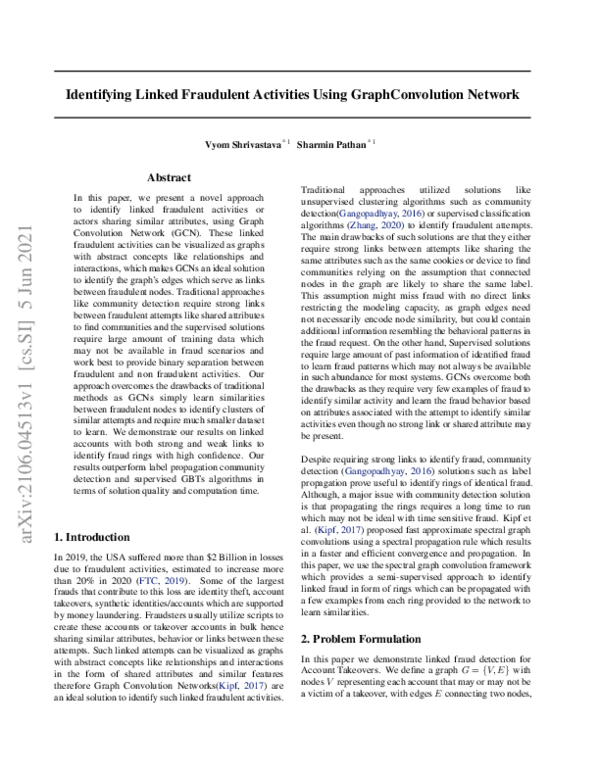 (PDF) Identifying Linked Fraudulent Activities Using GraphConvolution Network