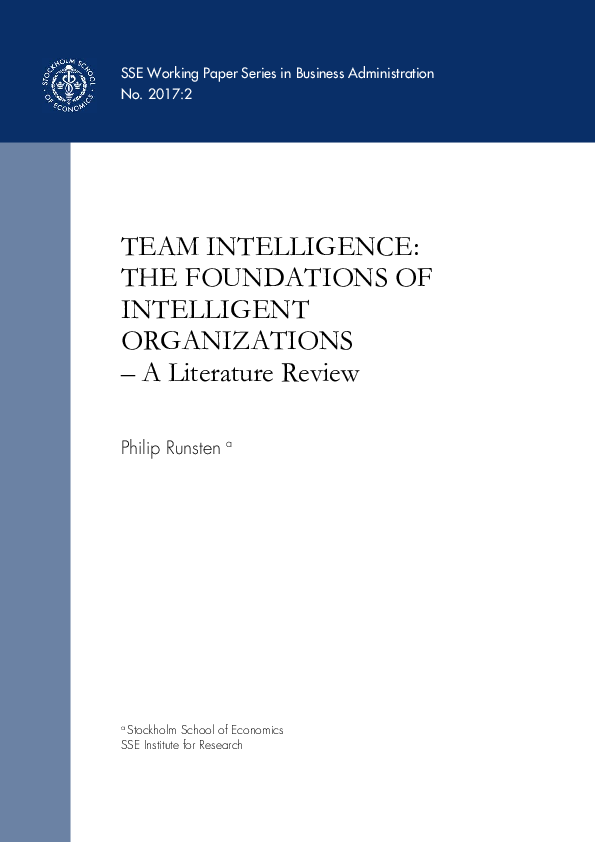 (PDF) TEAM INTELLIGENCE: THE FOUNDATIONS OF INTELLIGENT ORGANIZATIONS ...