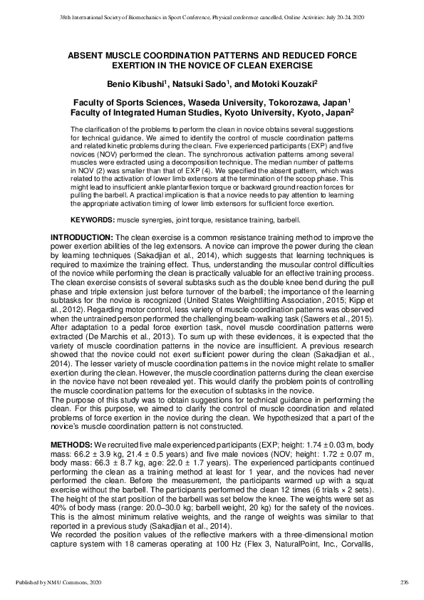 (PDF) Absent Muscle Coordination Patterns and Reduced Force Exertion in ...