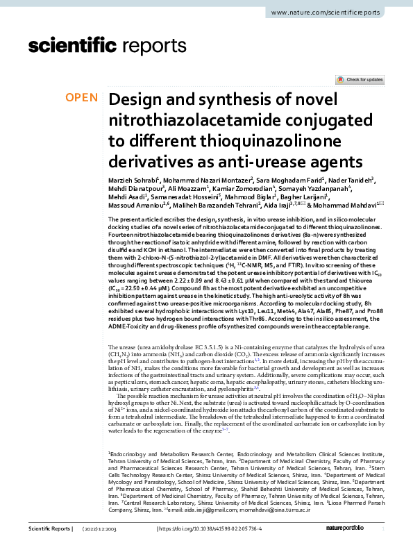 (PDF) Design and synthesis of novel nitrothiazolacetamide conjugated to ...