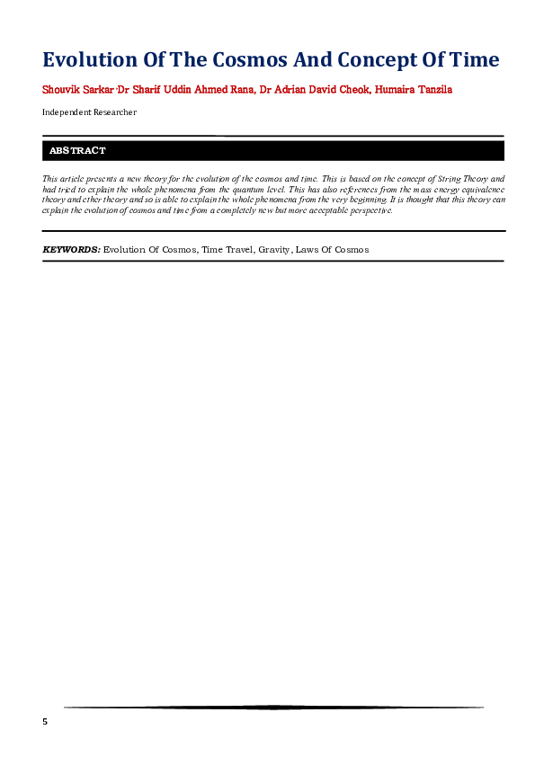 (DOC) Evolution Of The Cosmos And Concept Of Time