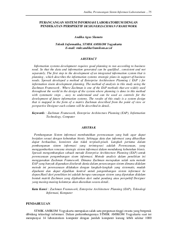 (PDF) Perancangan Sistem Informasi Laboratorium Dengan Pendekatan Perspektif Designerzachman ...